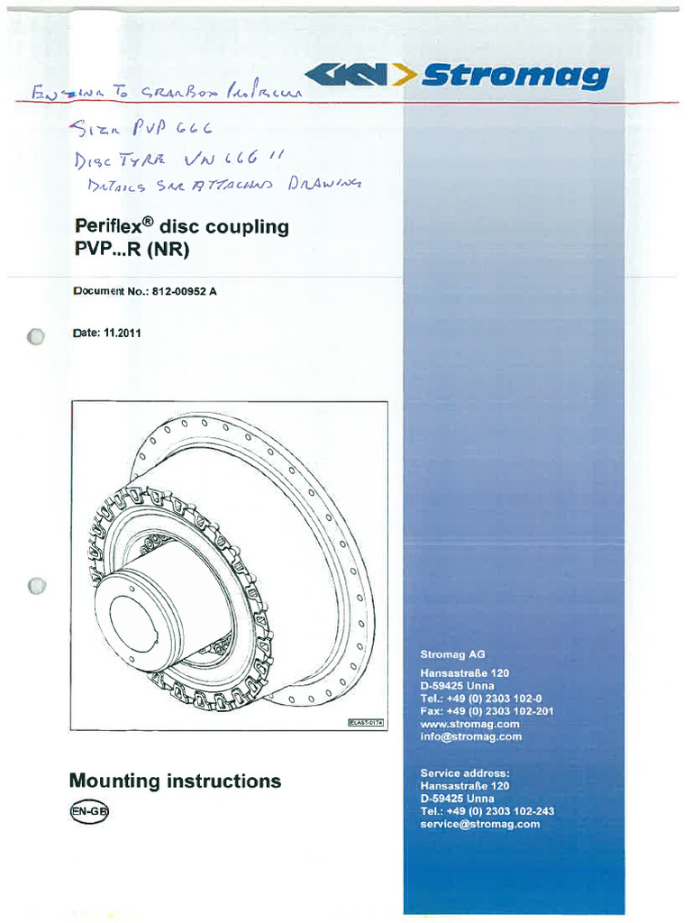 Stromag Periflex PVP666 Main Engine Gearbox Coupling Manual | PDF