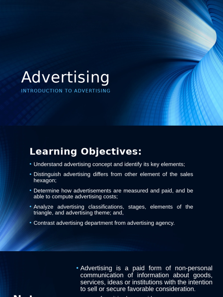 Lesson 1 - Intro To Advertising | PDF | Advertising | Sales