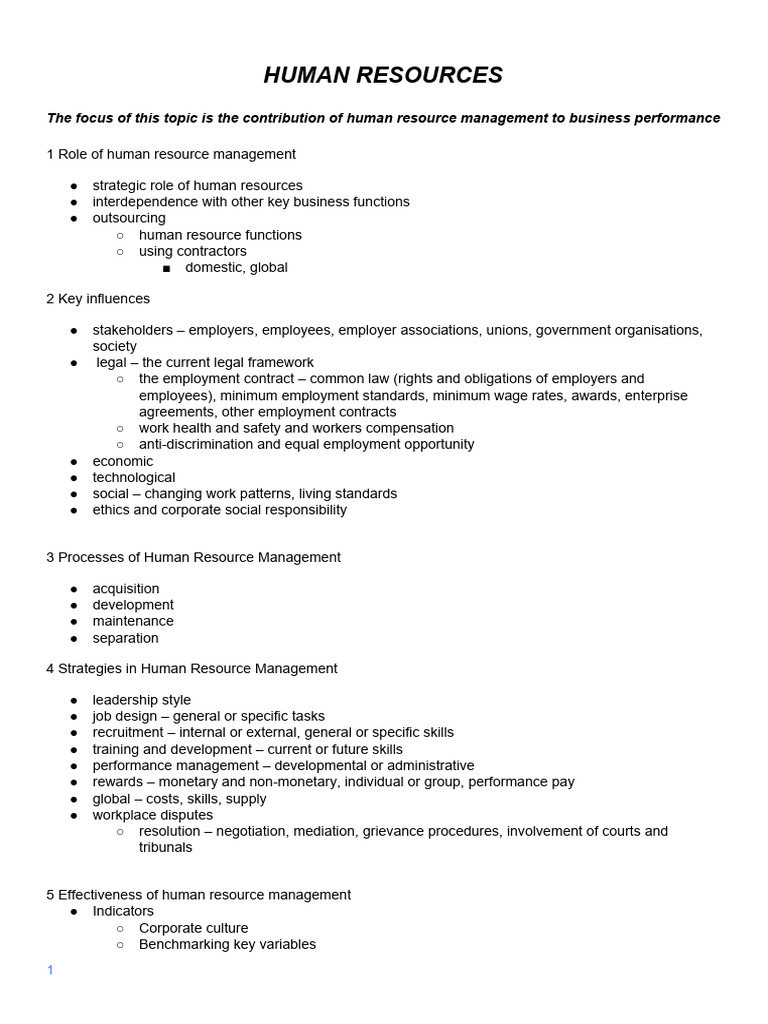 Human Resources NEW Notes | PDF | Employment | Human Resource Management