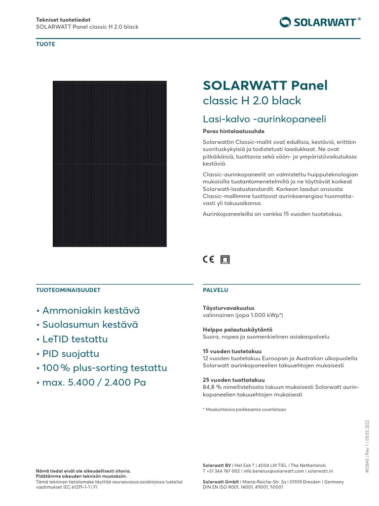 SOLARWATT-Panel-classic-H 2.0-Black | PDF