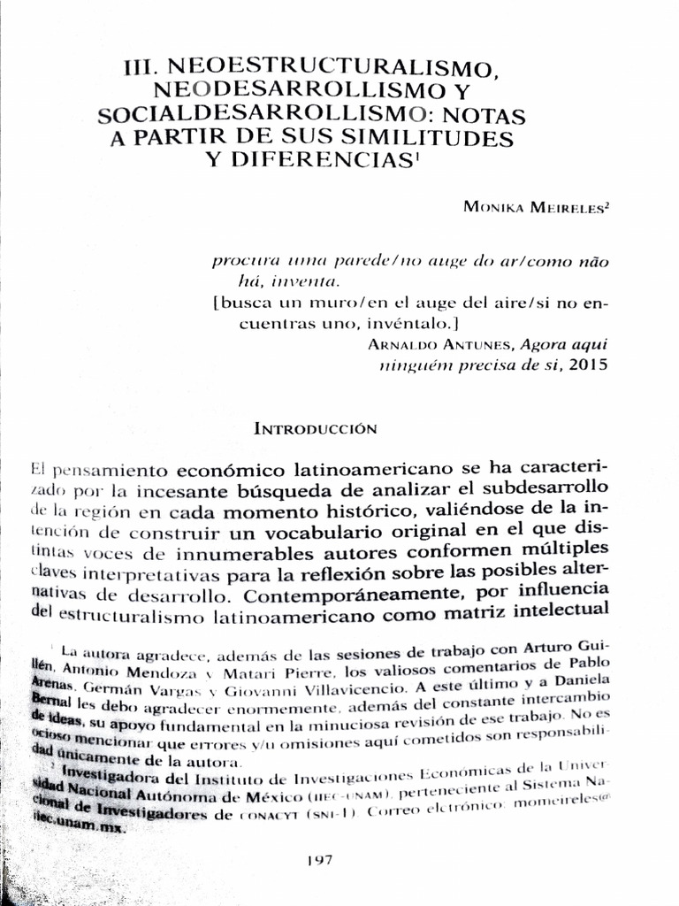Neoestructuralismo. Neodesarrollismo y Socialdesarrollismo | PDF
