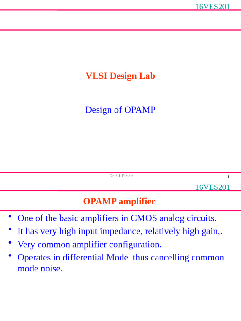 LTSPICE - 06 - VLSI - DEsign - Lab - OPAMP - Design2 | PDF | Operational Amplifier | Amplifier
