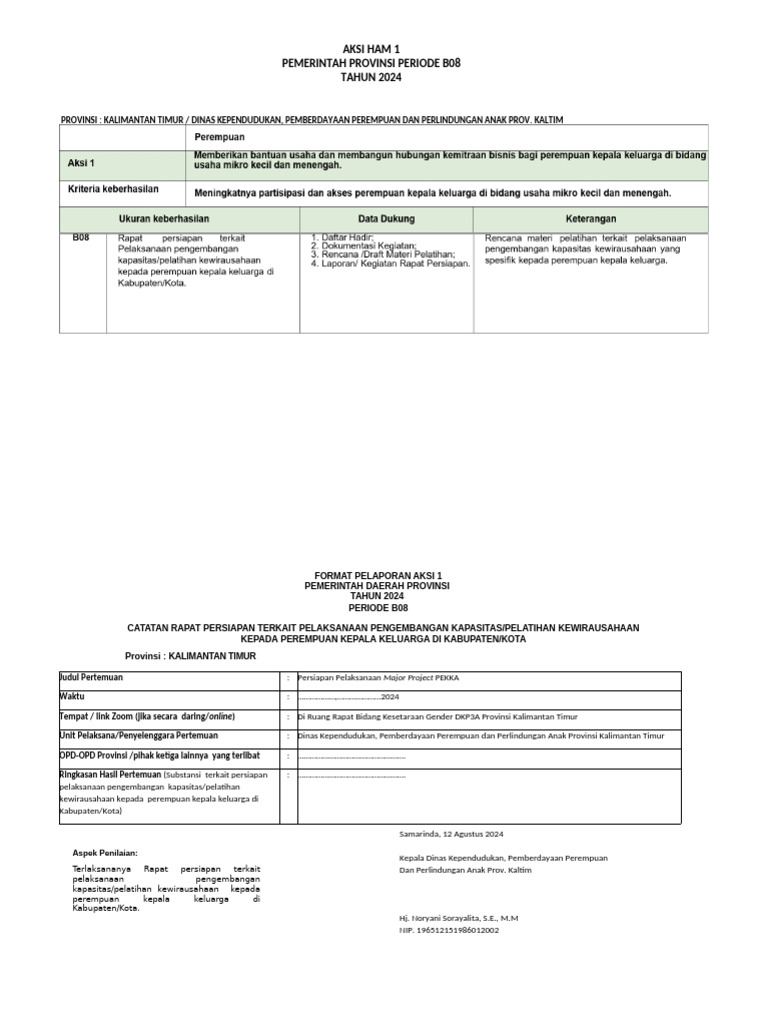 Format Pelaporan B08 DKP3A Tahun 2024 | PDF