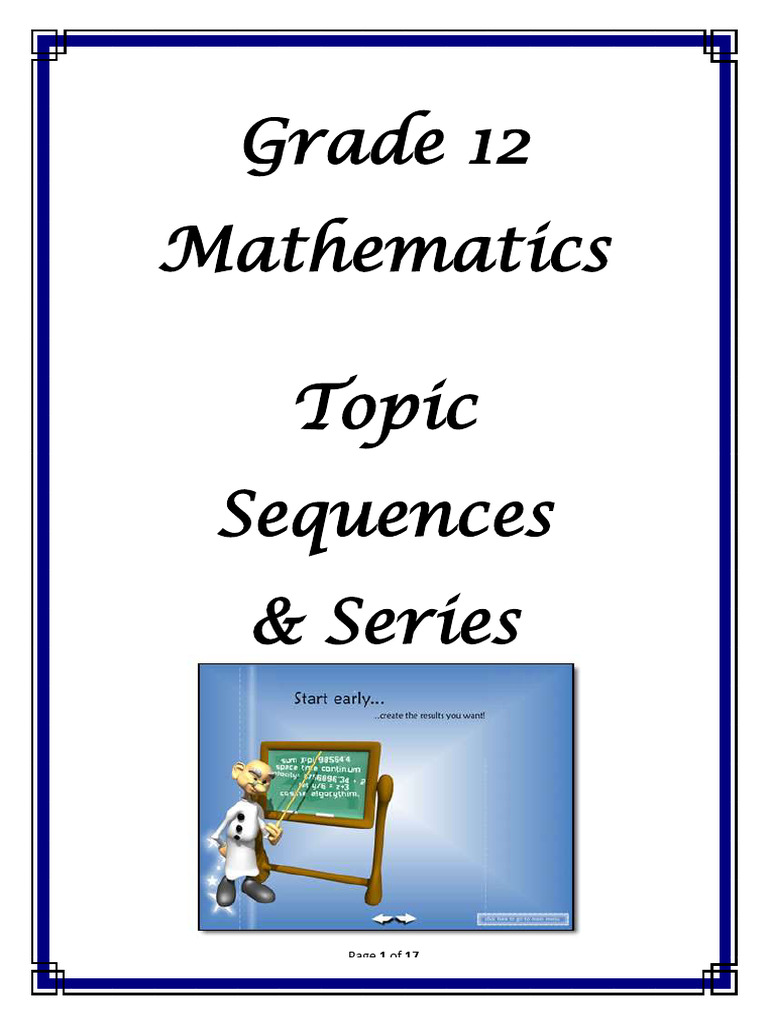 Grade 12 Mathematics Sequences Amp Series Compress | PDF | Sequence ...