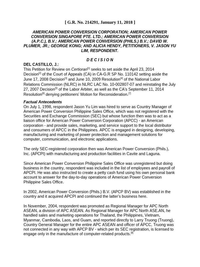 American Power Conversion Company Versus Lim | PDF | Certiorari | Appeal