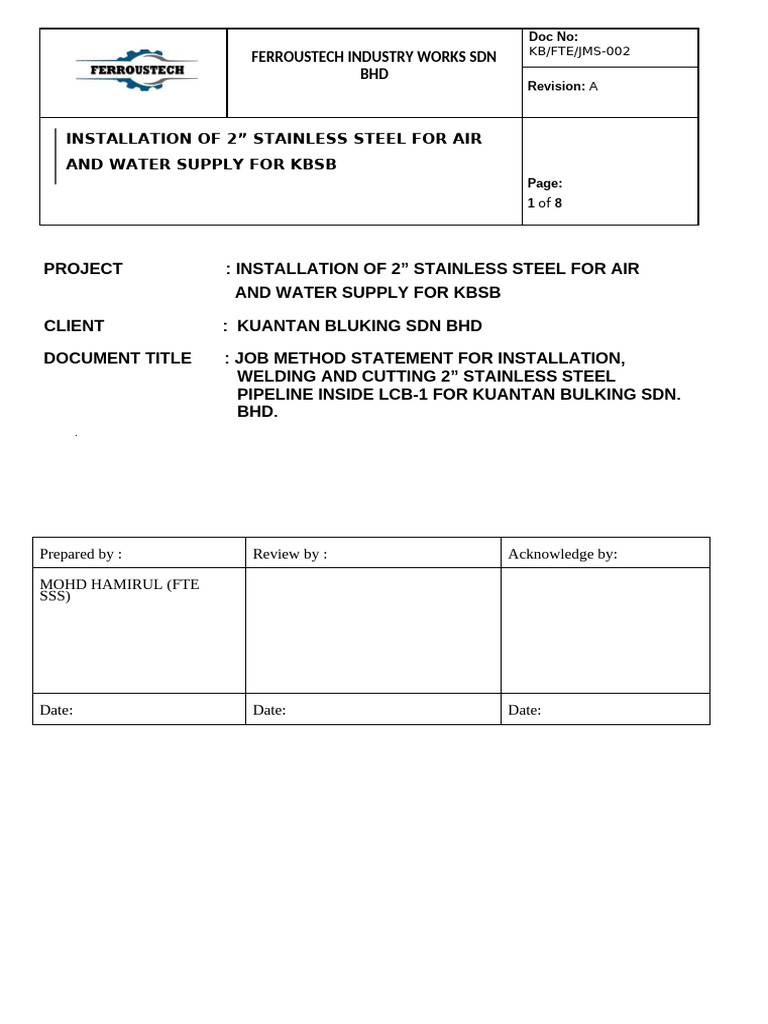 2" Stainless Steel Pipe Installation Guide | PDF | Welding | Construction