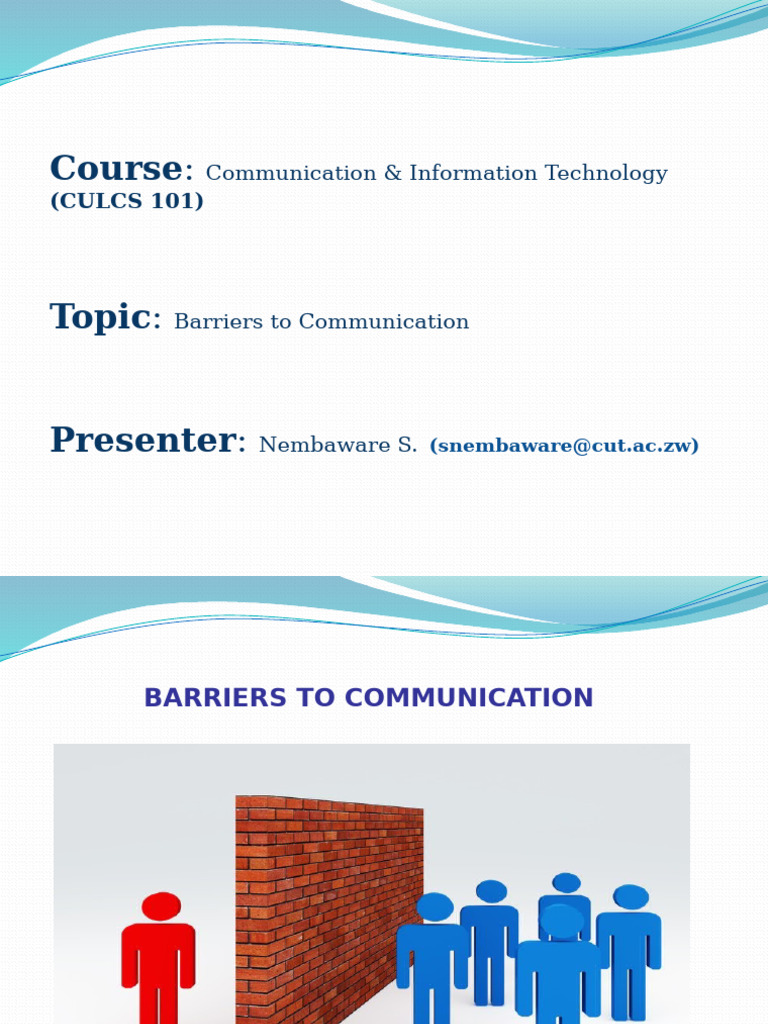 Barriers To Communication | PDF | Communication | Information