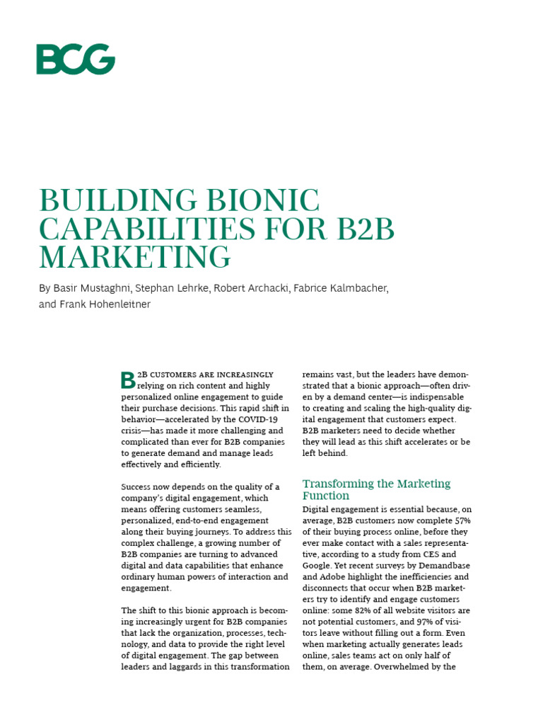 BCG Building Bionic Capabilities For b2b Marketing Mar 2021 | PDF ...
