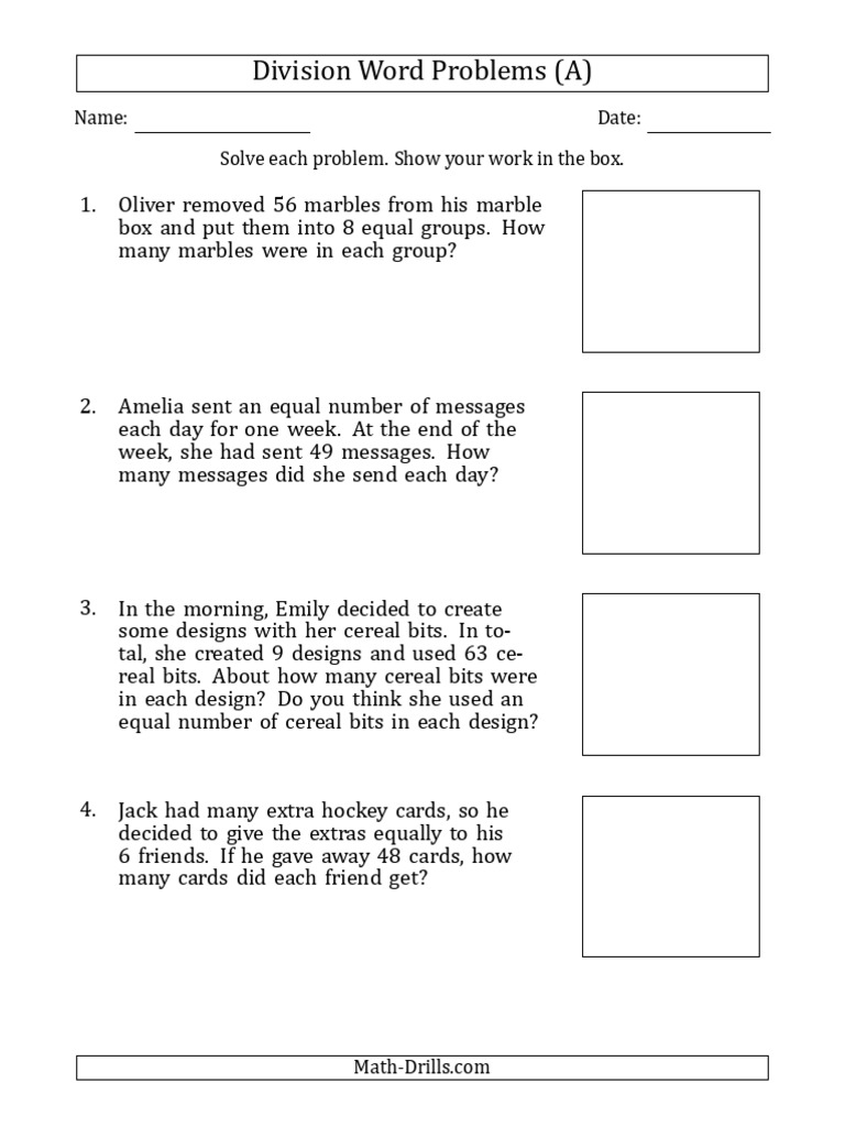 Math Word Problems Division Facts 5to12 001.1507307046 | PDF
