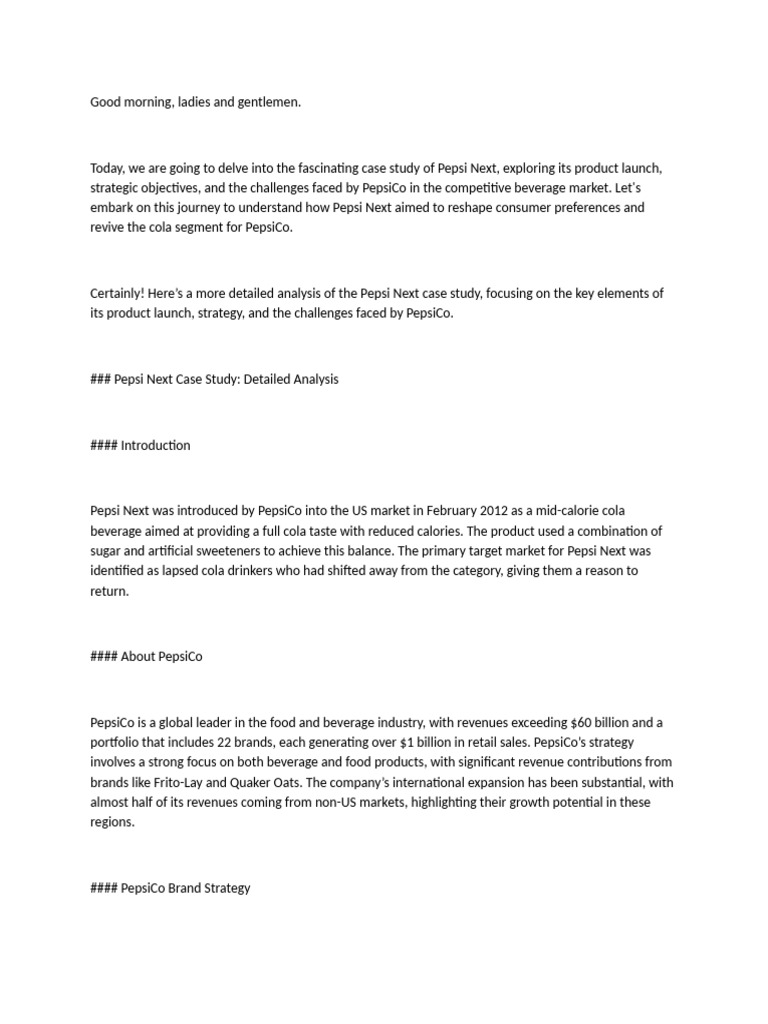 Pepsi Speech | PDF | Pepsi Co | Pepsi