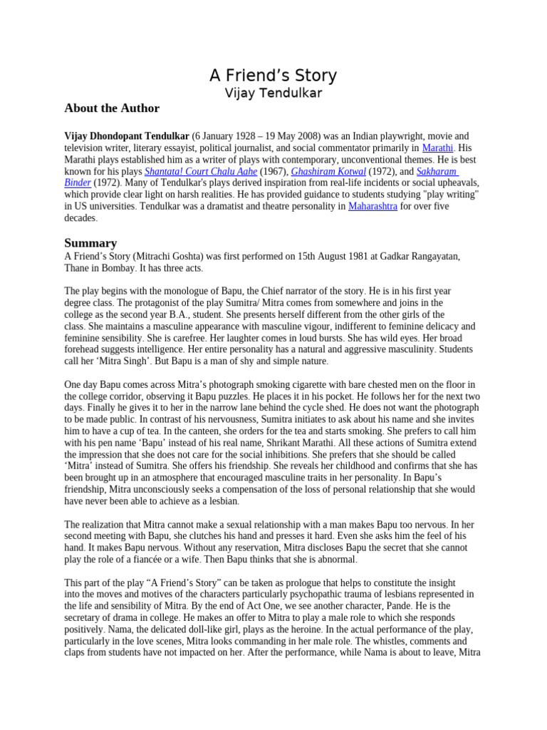 Mitrachi Goshta: A Friend's Story | PDF | Lesbian | Homosexuality