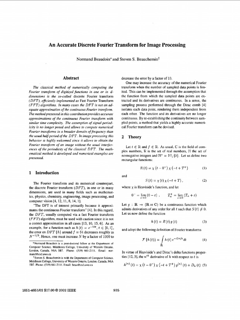 Accurate Fourier Transform for Images | PDF | Fourier Transform ...