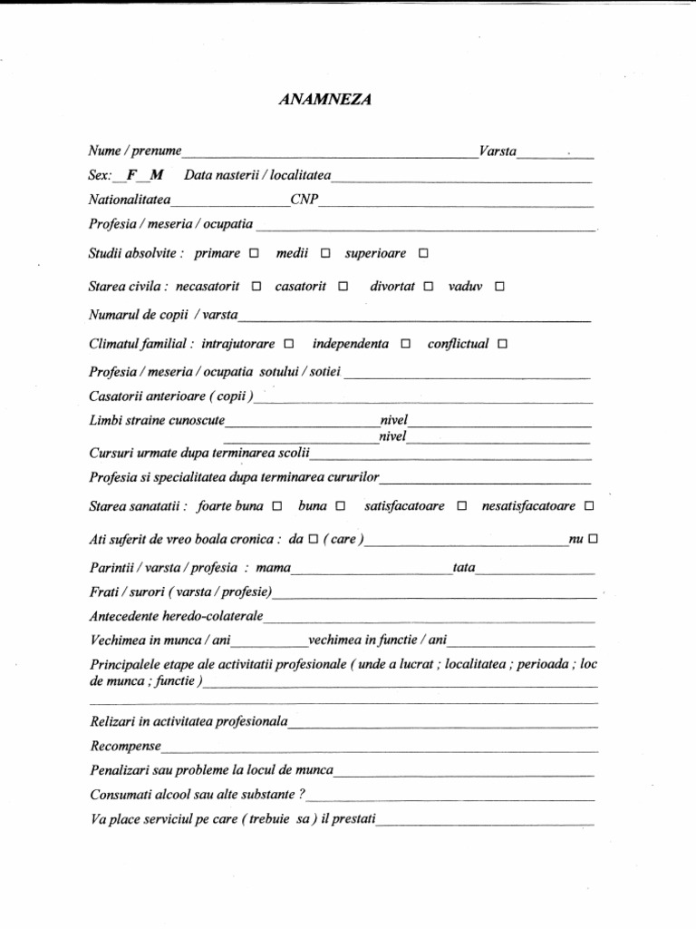 Model Anamneza | PDF