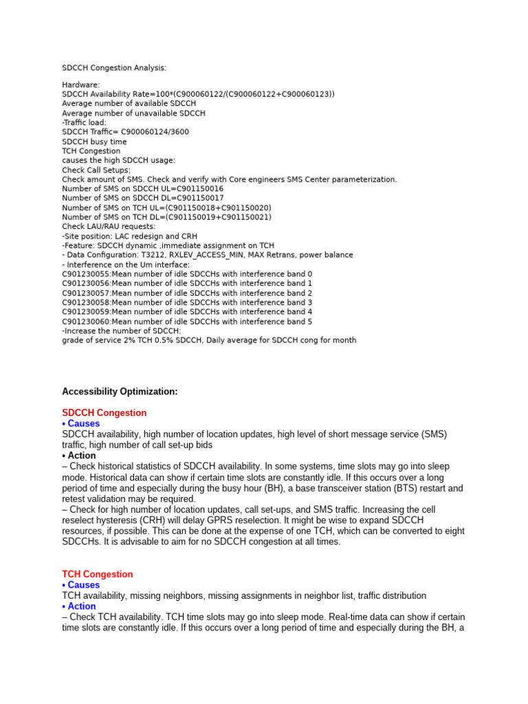 SDCCH and TCH Congestion Solutions | PDF | Cellular Network | General ...