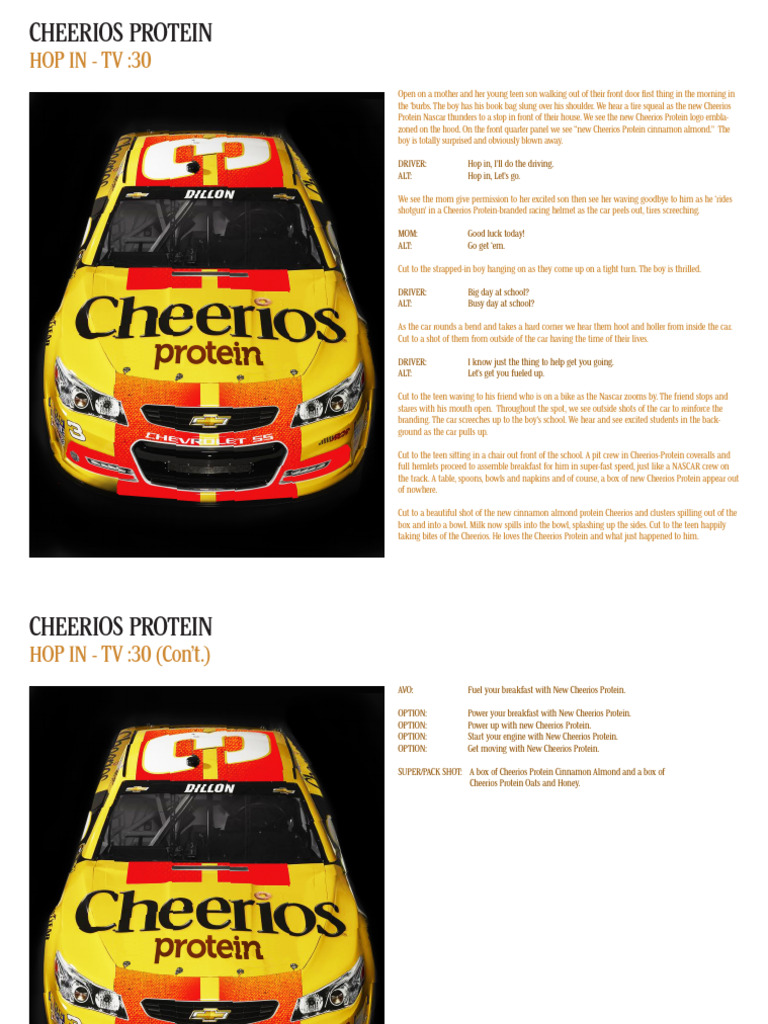 Cheerios Commercial 01 Agency Boards | PDF | Auto Racing | Nascar Seasons