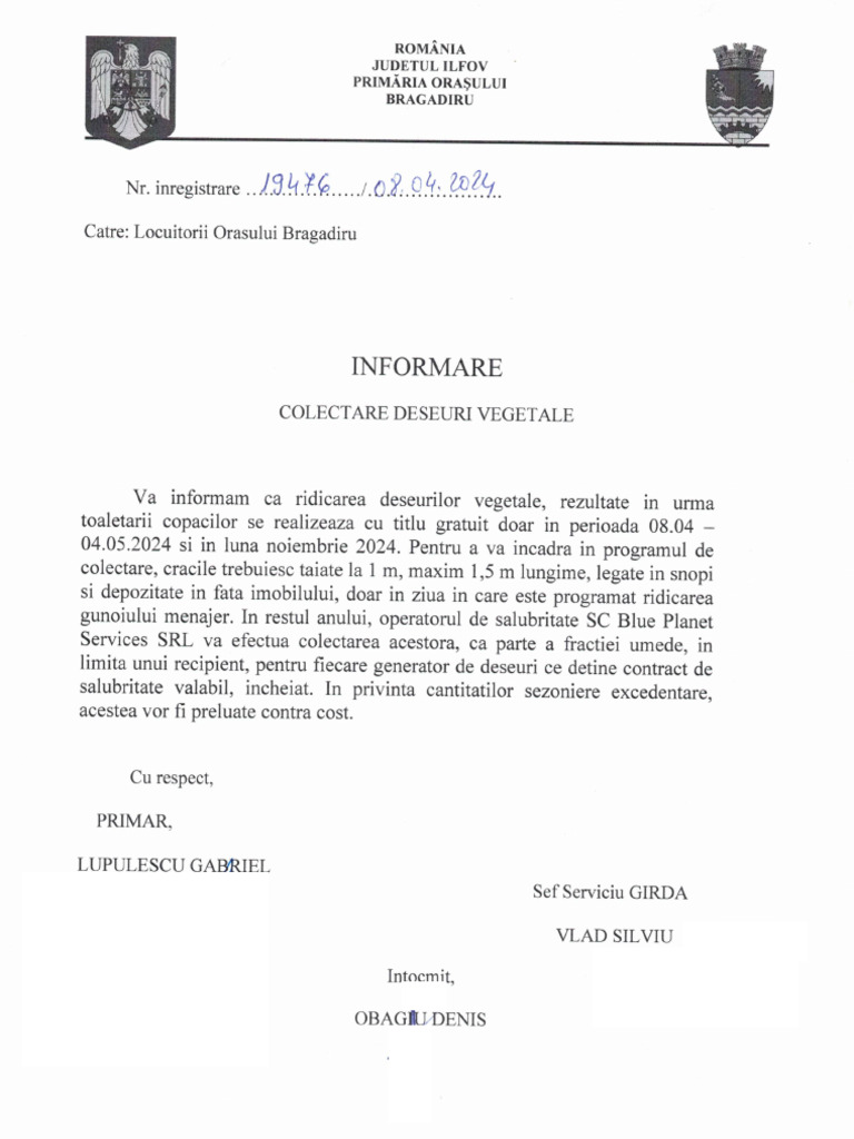 Informare Deseuri Vegetale | PDF