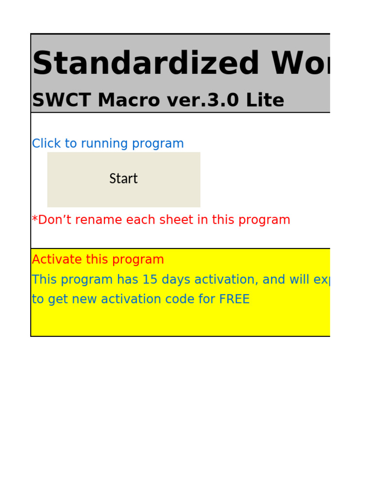 Standardized Work Combination Table Macro 3.0 Lite | PDF