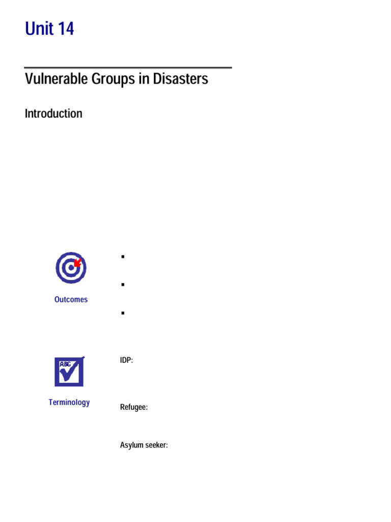 Vulnerable Groups in Disaster | PDF | Asylum Seeker | Refugee