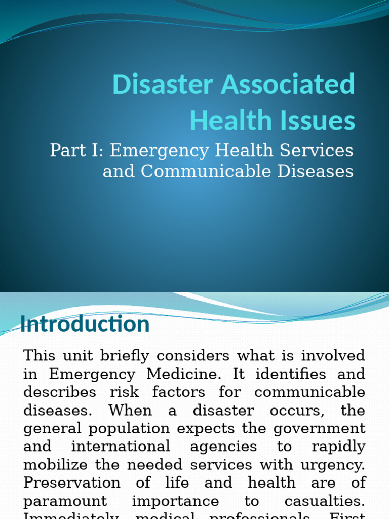 Emergency Health in Disasters: Key Issues | PDF | Infection | Emergency ...