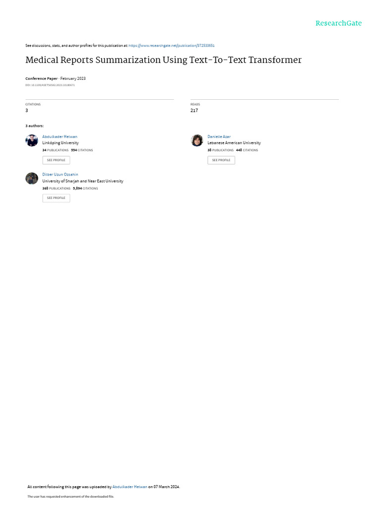 Medical Reports Summarization Using Text-To-Text Transformer | PDF ...
