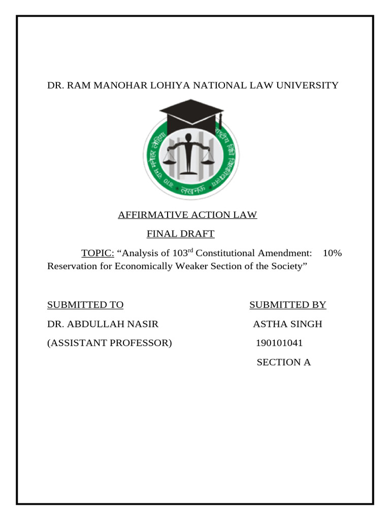 Analysis of 103rd Amendment | PDF | Government | Justice