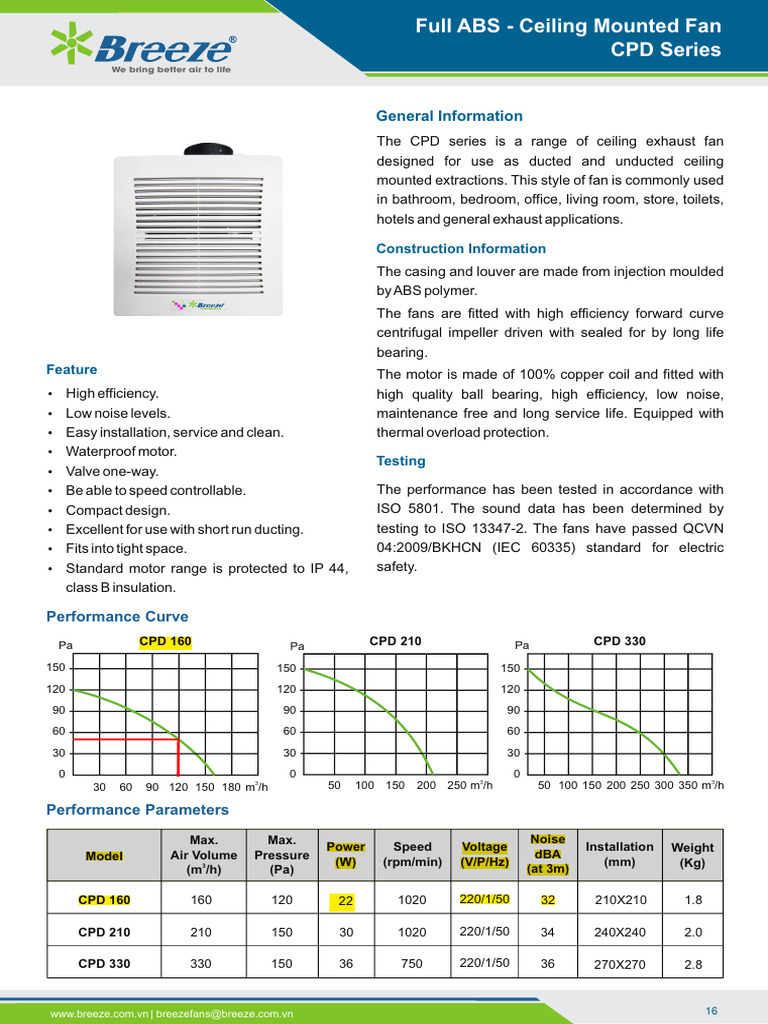 CPD Series Ceiling Exhaust Fans Guide | PDF | Duct (Flow) | Alternating ...