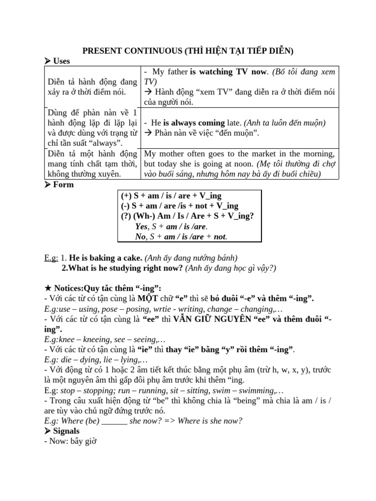 Present Continuous | PDF