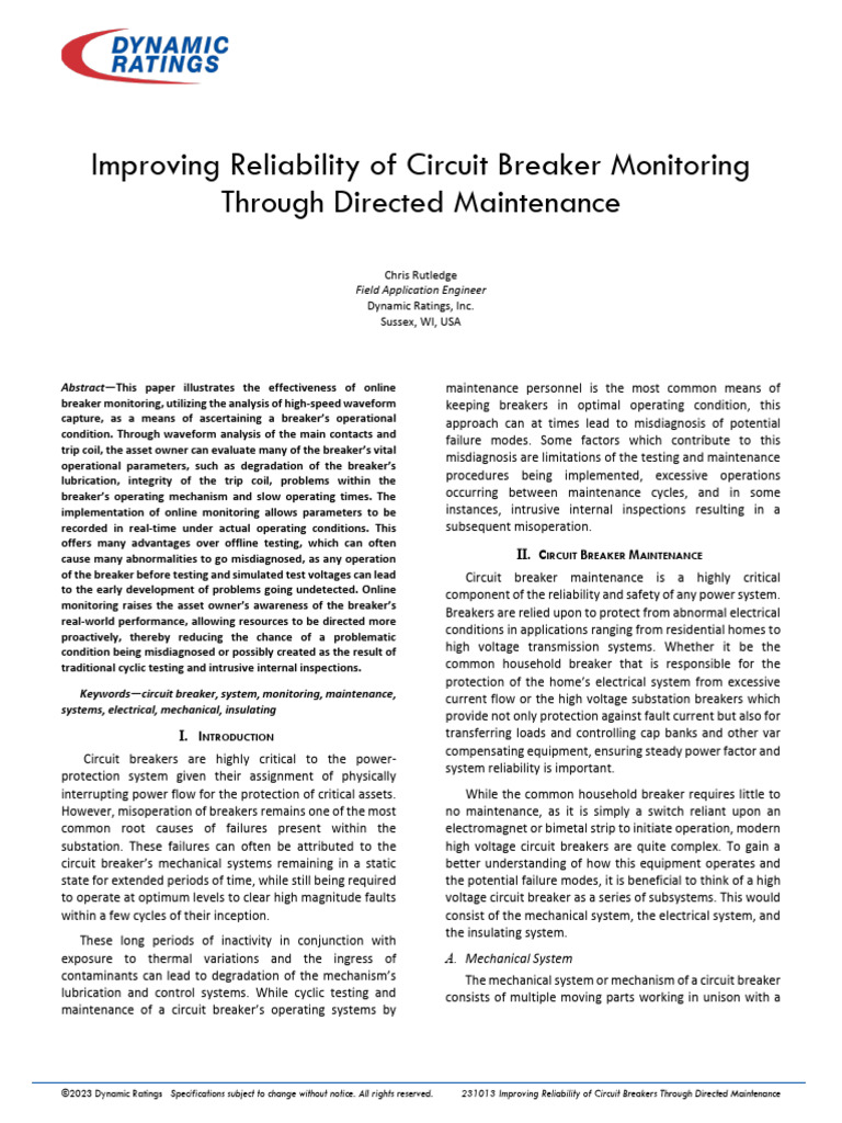 WP Improving Reliability of Circuit Breaker Through Directed Ma | PDF ...