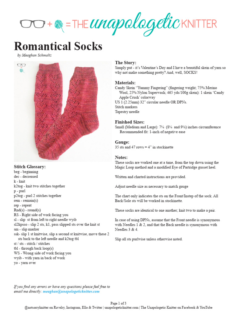 Romantical Socks | PDF | Knitting | Textile Arts