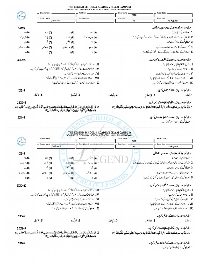 10th THQ | PDF