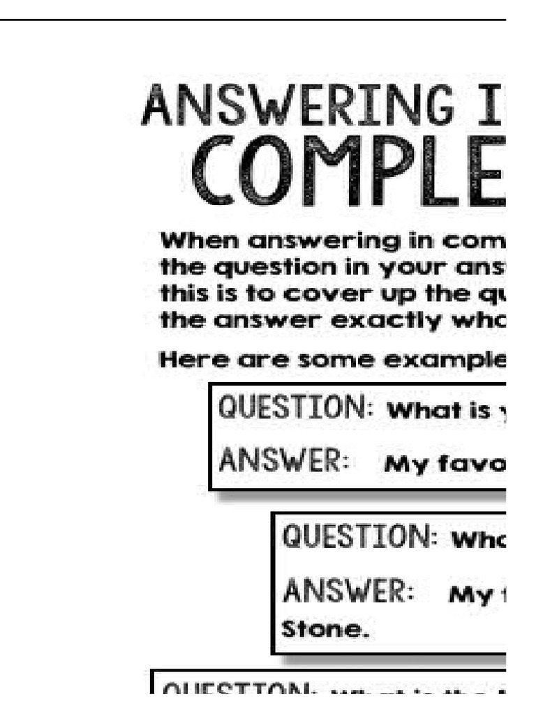 Answering in Complete Sentences | PDF