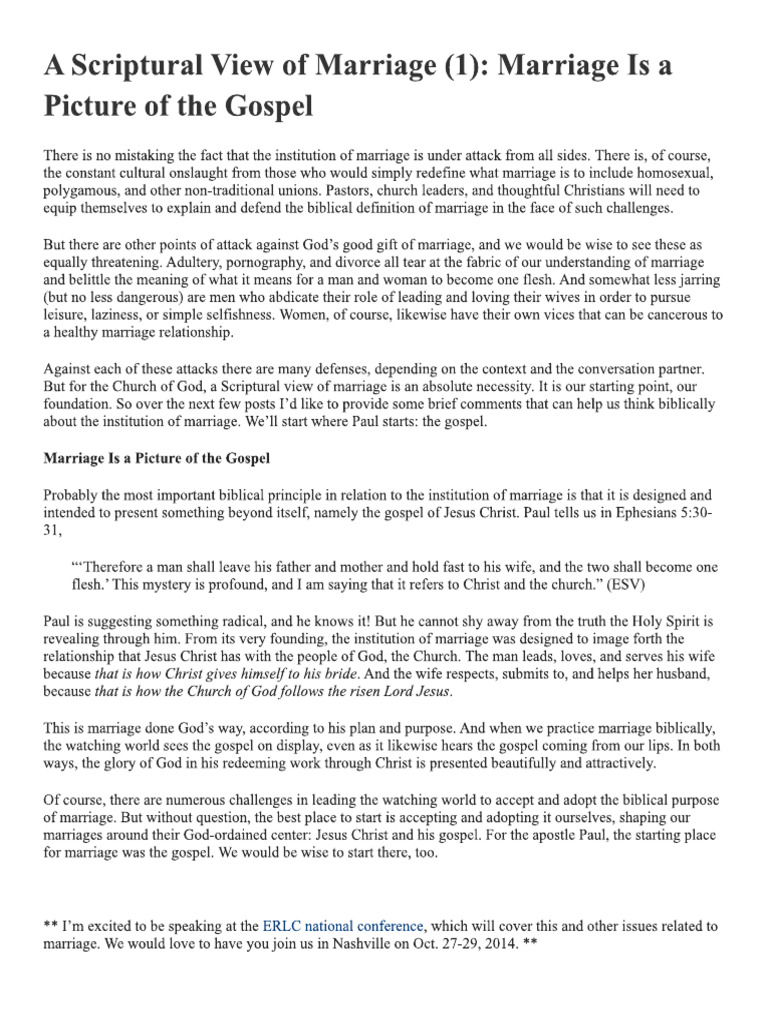 A Biblical View of Marriage | PDF