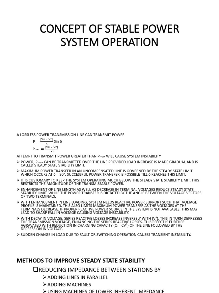 Stable Power System Operation Explained | PDF | Electric Power ...
