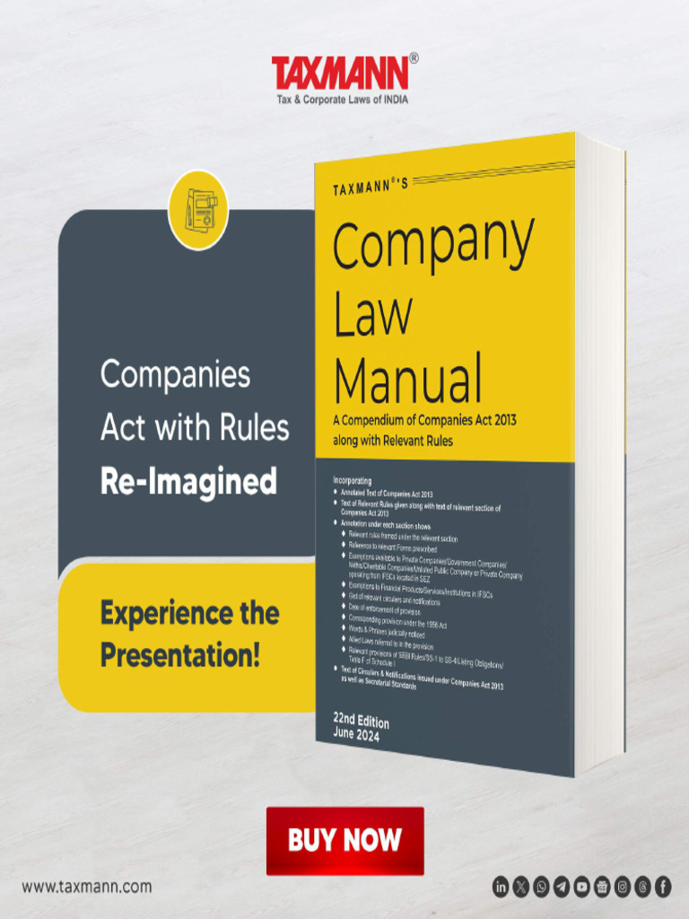 Taxmann's Company Law Manual - 22nd Edition 2024 Comp | PDF