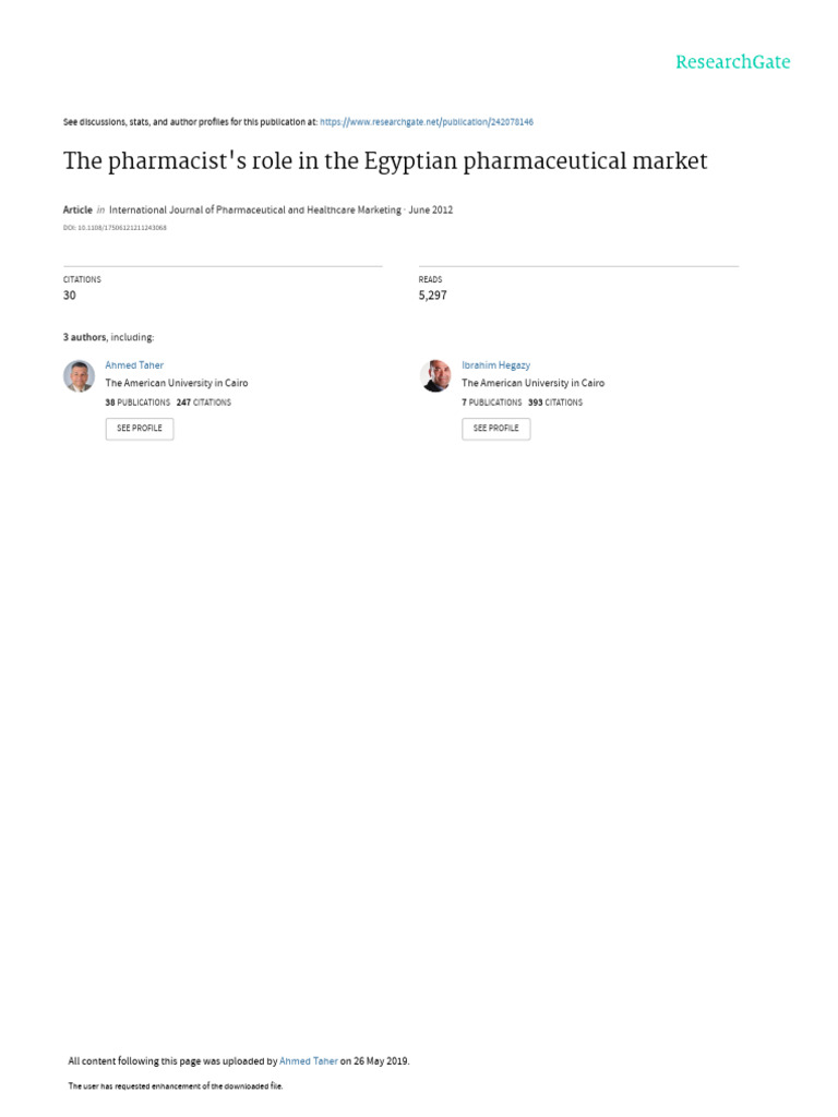 Pharmacist Influence in Egypt's Market | PDF | Pharmacy | Prescription ...