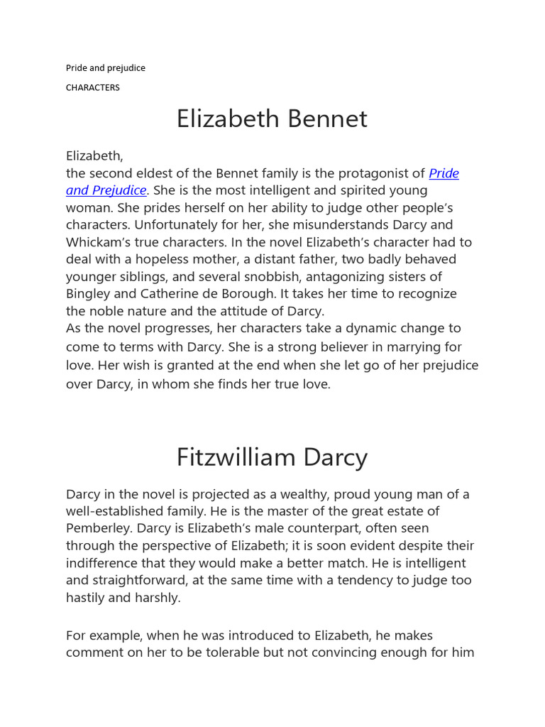 Pride and prejudice | PDF | Mr. Darcy | Pride And Prejudice