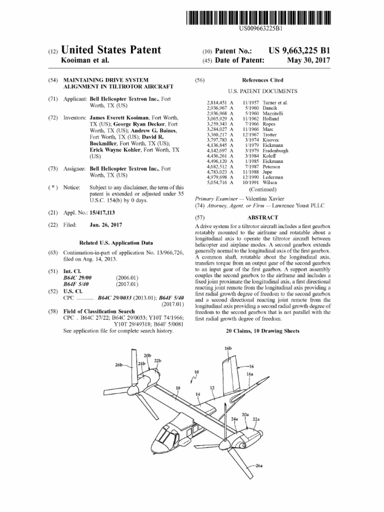 US9663225 Maintaining Drive System Alignment in Tiltrotor Aircraft ...