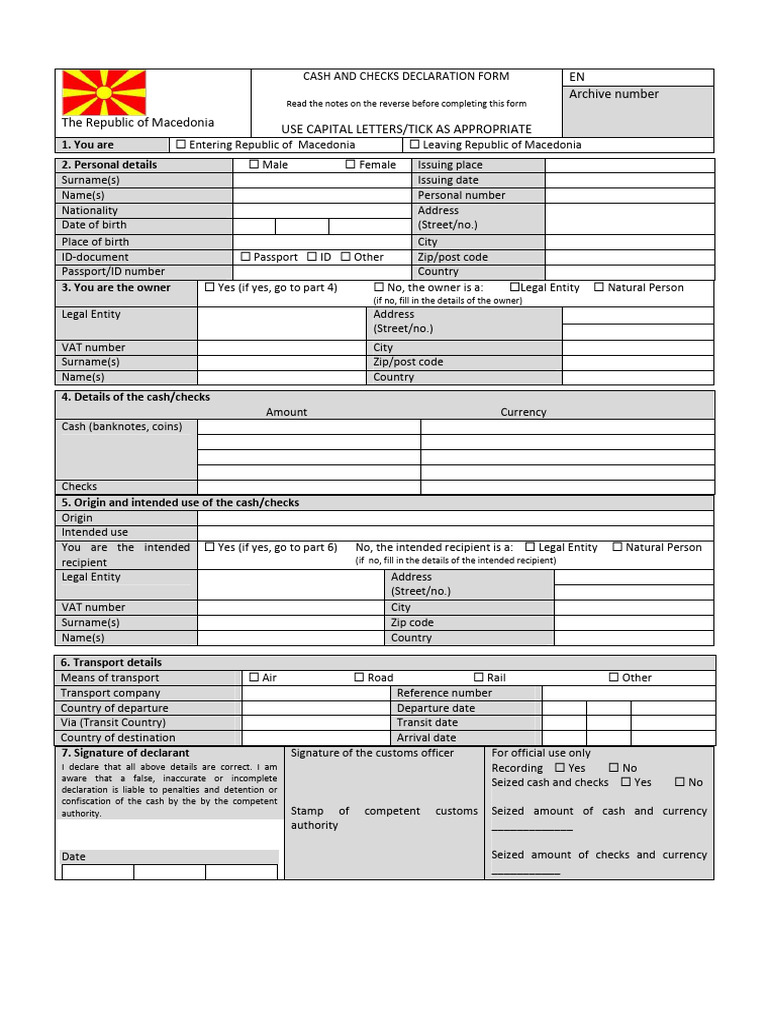 Declaration Form | PDF | Cash | Euro