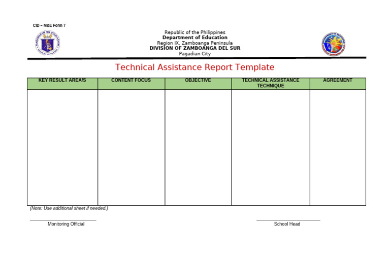CID Technical Assistance Report Template | PDF