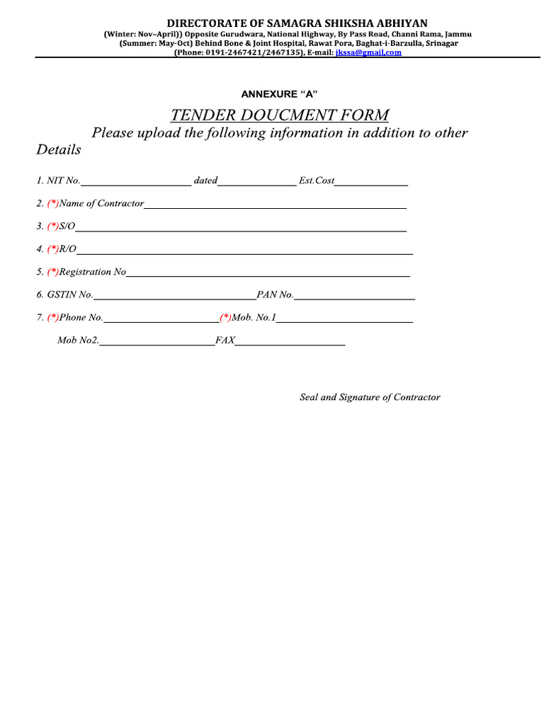 SAMAGRA Tender Document and Bank Receipt | PDF