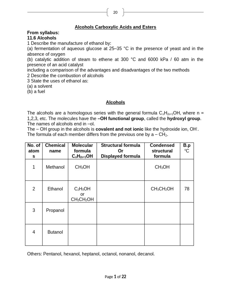 Chemistry of Alcohols & Acids | PDF | Ester | Ethanol