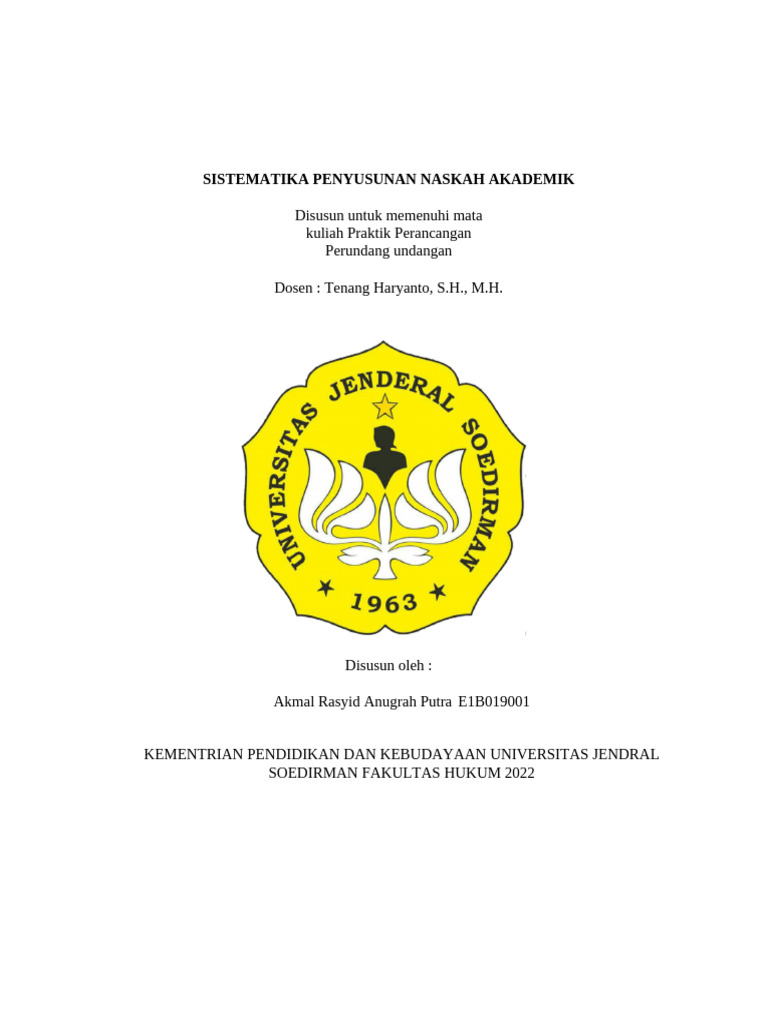 Sistematika Penyusunan Naskah Akademik - Akmal Rasyid Anugrah Putra - E1B019001 - PLKH ...