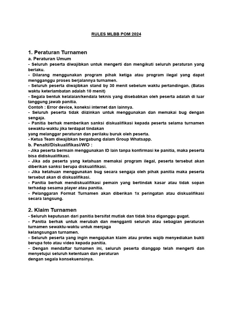 Rules MLBB Pom 2024-2 | PDF | Teknologi & Rekayasa