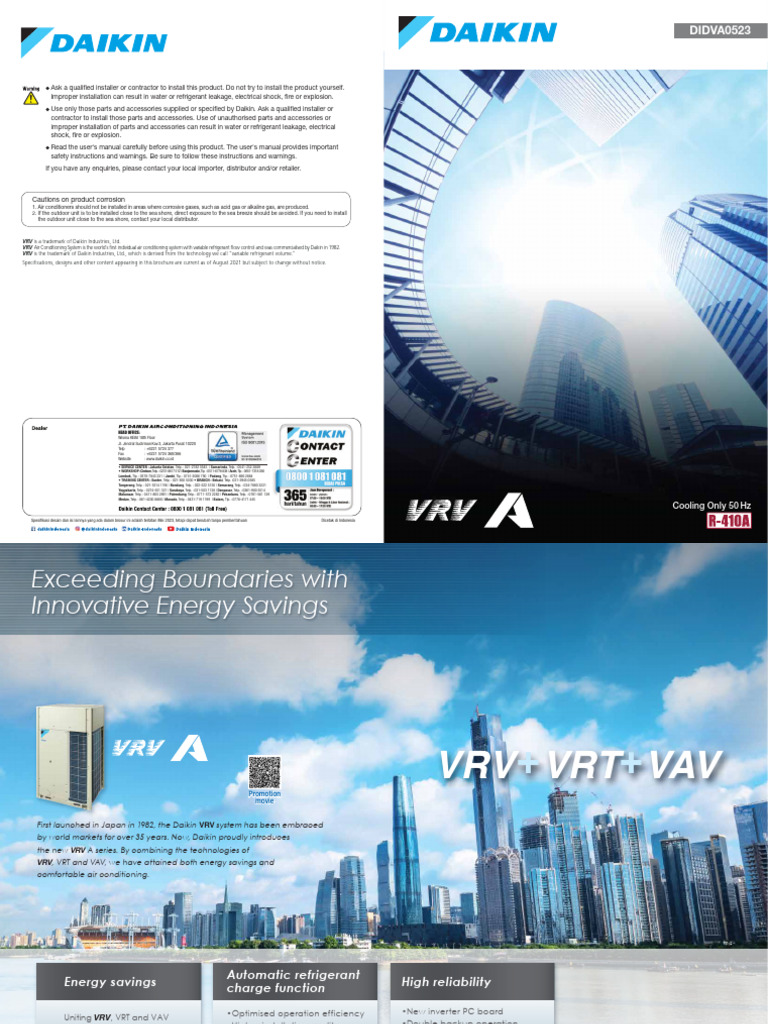 Daikin VRV A Series Cooling Guidelines | PDF | Air Conditioning ...