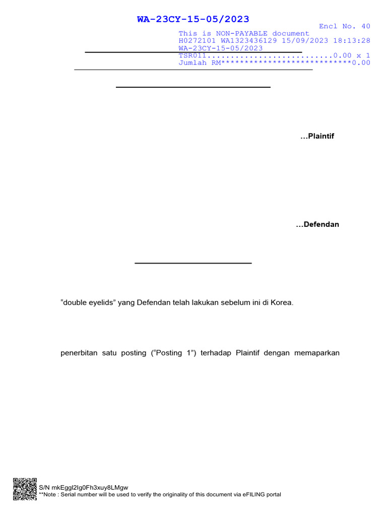 Ringkasan Kes Plaintif +@002 | PDF