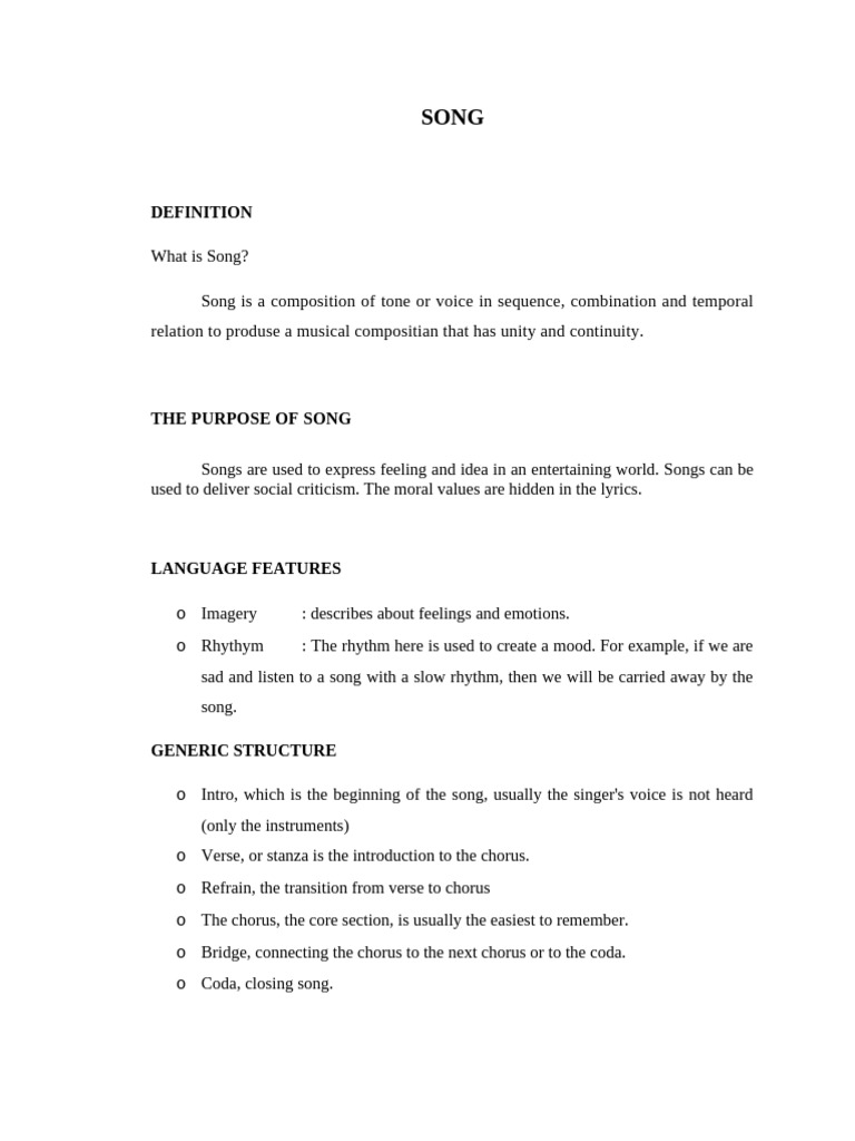 SONG | PDF | Song Structure | Musical Forms