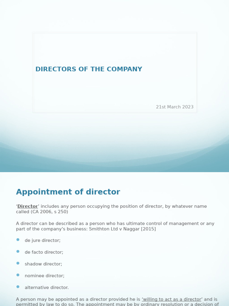 Directors | PDF | Board Of Directors | Business
