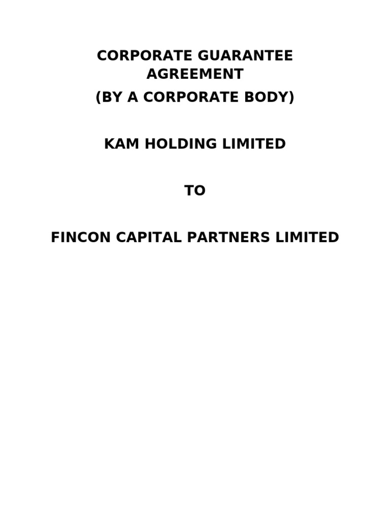 Corporate Guarantee Agreement - Kam Steel | PDF | Guarantee | Indemnity