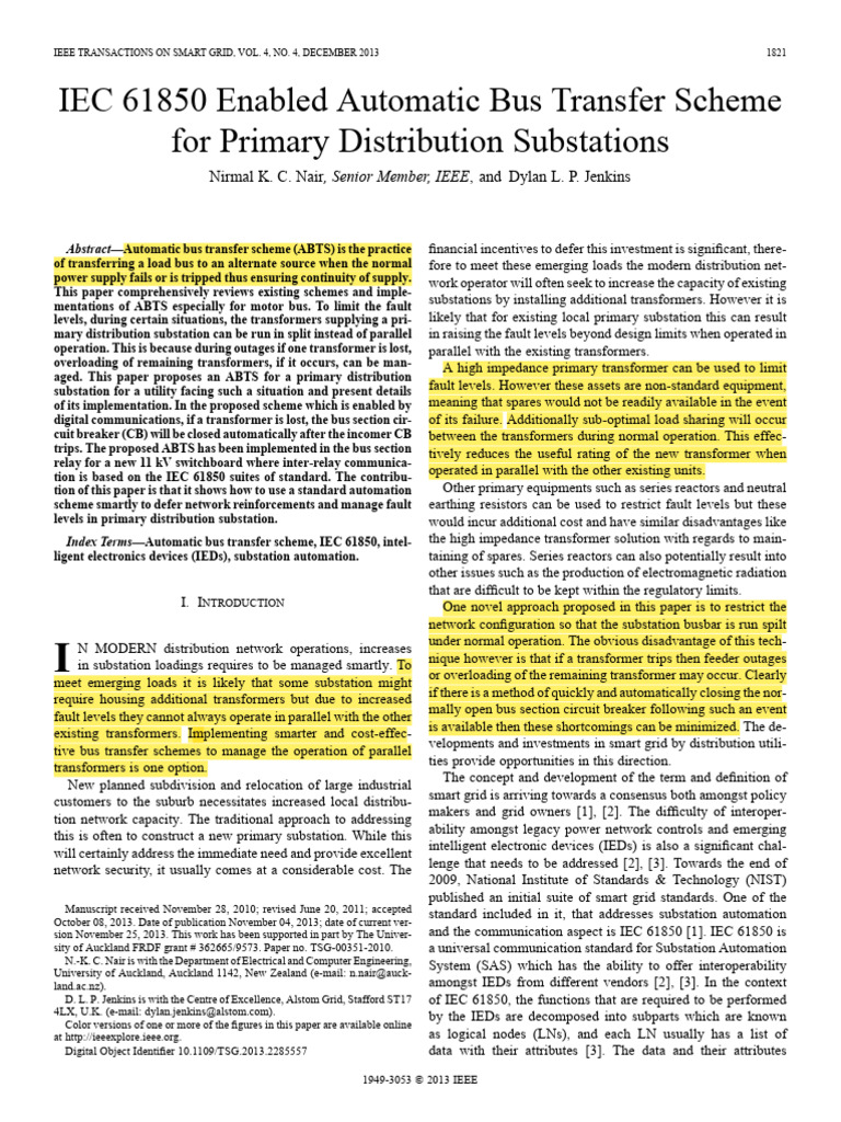 IEC 61850 Automatic Bus Transfer | PDF | Electrical Substation ...