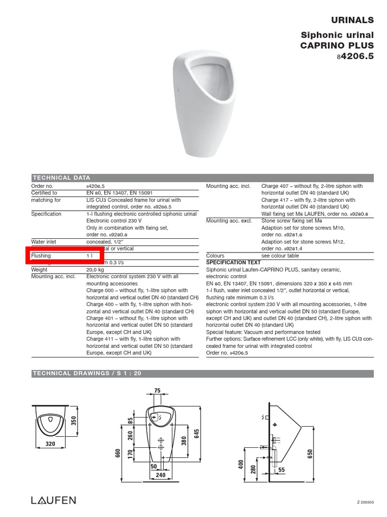 Urinal Specification | PDF | Manufactured Goods | Equipment